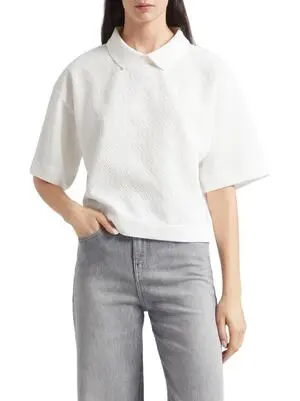 Emporio Armani Jerseywear Chevron Jacquard Knit Top - Ivory