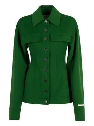 Sportmax Shaped Jacket In Pure Wool - Green