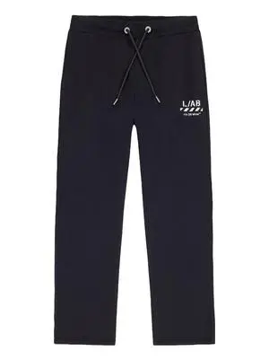 L/AB OFF-WHITE Diagonal Stripe Logo Cotton French Terry Sweatpants - Black