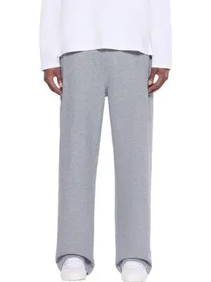 L/AB C/O OFF-WHITE Diagonal Stripe Logo Cotton French Terry Sweatpants - Heather Grey