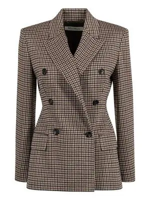 Max Mara Double-breasted Houndstooth Blazer - Brown