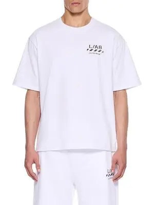 L/AB C/O OFF-WHITE Diagonal Stripe Logo Graphic T-shirt - White