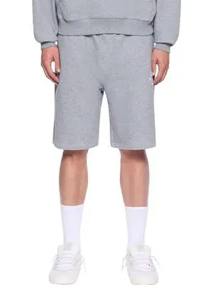 L/AB OFF-WHITE OFF-WHITE Diagonal Logo Cotton French Terry Sweat Shorts Heather Grey
