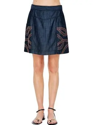 CIEBON Embroidered Tencel® Lyocell Miniskirt - Charcoal