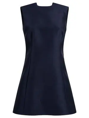 Balenciaga Mini Dress With Wool Button - Blue