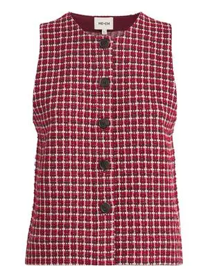 ME+EM ME+EM Jacquard Button-Up Sleeveless Top