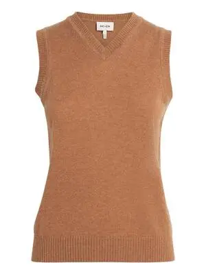 ME+EM Cashmere V-neck Sweater Vest - Brown