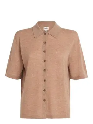 ME+EM Cashmere Knit Short-sleeve Shirt - Brown