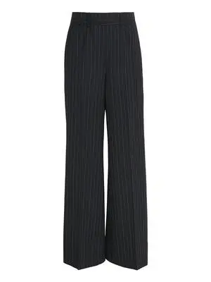ME+EM Pinstripe Wide-leg Trousers - Black