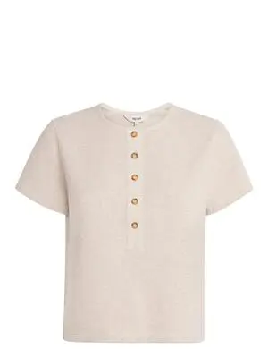 ME+EM Waffle-knit Henley T-shirt - Brown