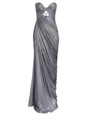 MARIA LUCIA HOHAN Metallic Silk Draped Gown - Blue