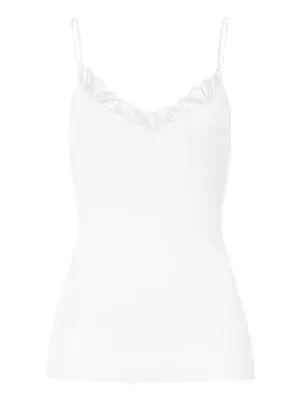 Hanro Cotton Rosaria Lace Trimmed Tank Top - Ivory