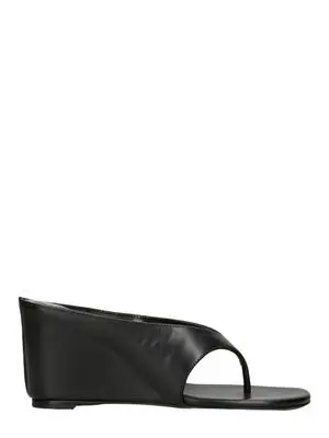 SHIRAKABEGURA Leather Wedge Sandals - Black