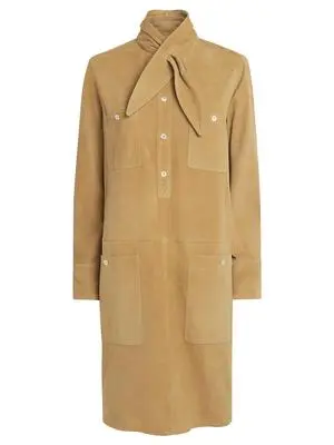 Polo Ralph Lauren Suede Tie-neck Utility Dress - Beige