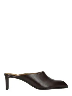 Khaite Colt Leather Heeled Mules - Brown