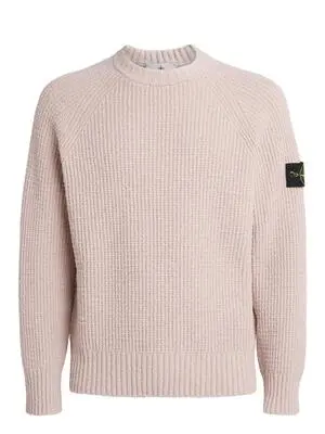 Stone Island Bouclé Compass Patch Sweater - Pink