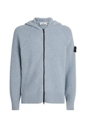 Stone Island Cotton Bouclé Zip-up Hoodie - Grey