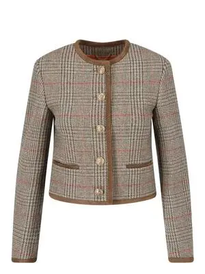 GOLDEN GOOSE Virgin Wool Jacket With Goat Leather Insert - Green