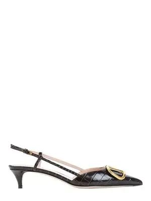 Valentino Garavani Leather Slingback Mules With 4cm Heel - Brown