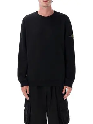 Stone Island STONE ISLAND Organic Cotton Crewneck Sweatshirt With Sleeve Badge Nero