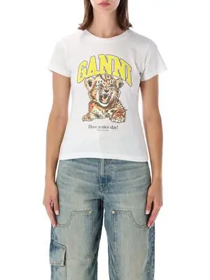GANNI Organic Cotton Graphic T-shirt - Bianco