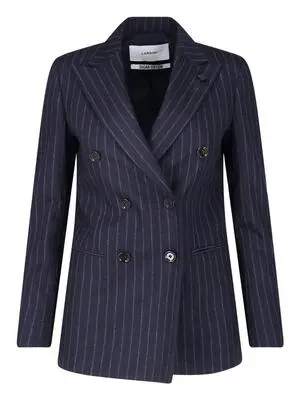 LARDINI Wool & Cashmere Tailored Double Breasted Jacket - Blue