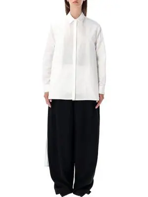 Alaïa Asymmetric Longline Cotton Poplin Shirt - Bianco