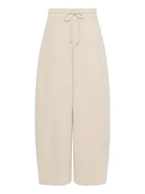 Max Mara MAX MARA Technical Cotton T-Shirt Trousers With Elastic Drawstring Waist And Slant Pockets Beige