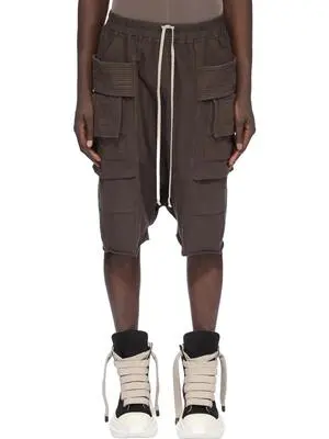 Rick Owens Drop Crotch Cargo Bermuda Shorts - Grigio