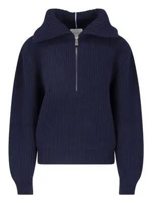 Malo 100% Cashmere Quarter Zip Sweater - Blue