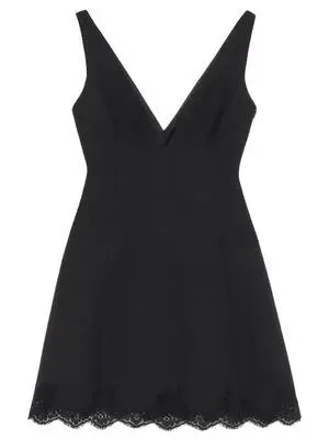 VALENTINO Valentino Crepe Couture Short Dress With Lace Trim