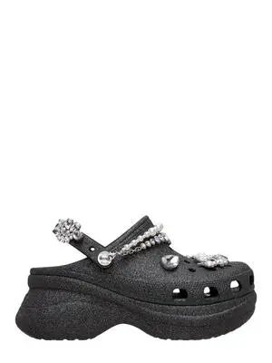 CROCS Embellished Glitter Platform Clogs - Black