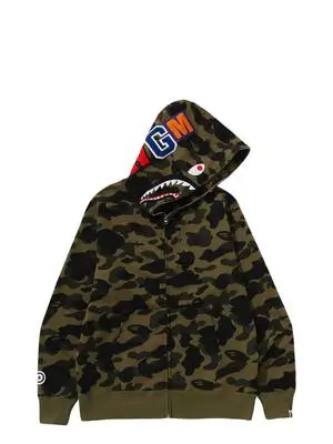 A BATHING APE 1st Camo Shark Full Zip Hoodie - Green
