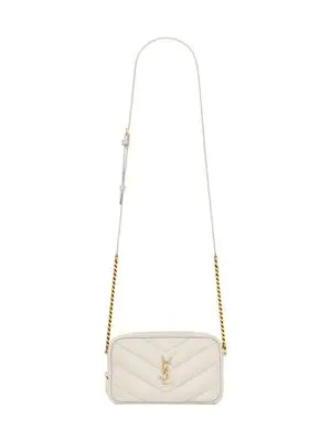 Saint Laurent Loulou Mini Camera Bag In Lambskin - White