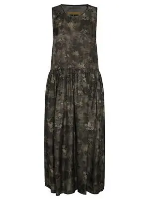 UMA WANG Uma Wang Ardal Printed Moulay Fabric Midi Dress Green