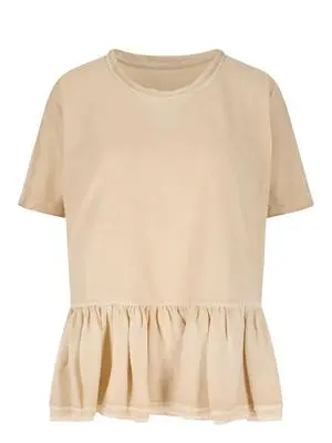 UMA WANG Uma Wang Flared T-Shirt With Embroidered Detail Beige