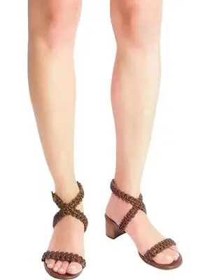GIANVITO ROSSI Braided Block-heel Sandals - Brown