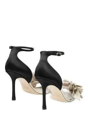 JIMMY CHOO Jimmy Choo Coko Flower-Embellished Ankle-Strap Stiletto Sandals Black