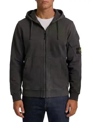 STONE ISLAND Stone Island 6100016 Brushed Organic Cotton Fleece Zip-Up Hoodie