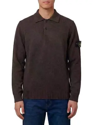 Stone Island Rws Geelong Wool Long Sleeve Polo - Brown