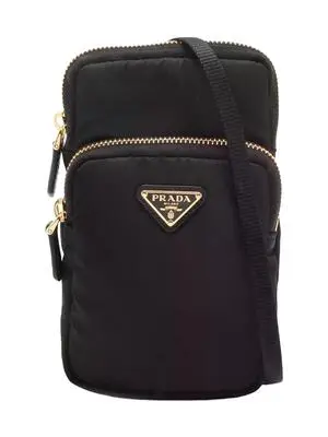 Prada Tessuto Phone Holder Crossbody Bag - Black