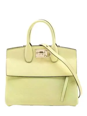FERRAGAMO Ferragamo Leather Studio Satchel Yellow