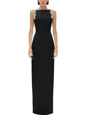 Rachel Gilbert Embellished Column Gown - Black