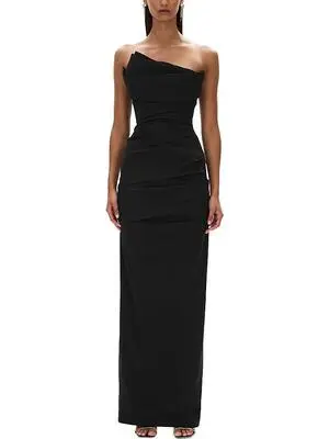 Rachel Gilbert Salma Asymmetric Strapless Gown - Black