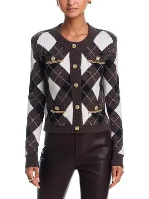 Generation Love Donna Argyle Cardigan Sweater - Brown Multi