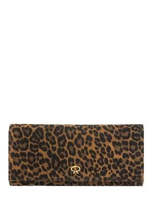 GIANVITO ROSSI Monica Suede Clutch With Gold Metal Shoulder Strap - Brown Leather