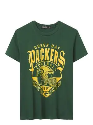 Junk Food Clothing Green Bay Packers Vintage Football Graphic T-Shirt Hunter
