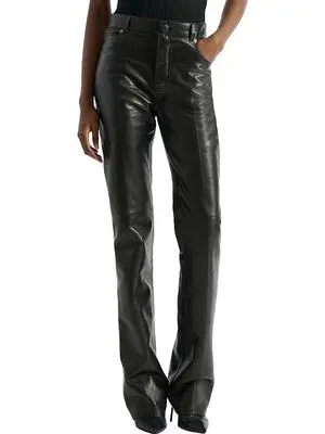 Balmain High-waisted Leather Trousers - Black