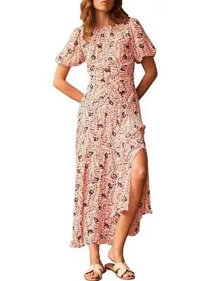 Mint Velvet Printed Puff Sleeve Maxi Dress - Red