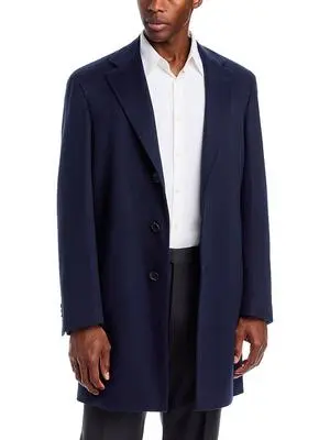 Canali Kei Wool Topcoat - Navy